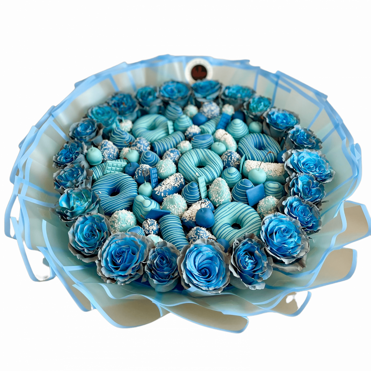 Blue Chocolate Box - Wow Bouquet - Food & Floral Bouquets delivered the ...