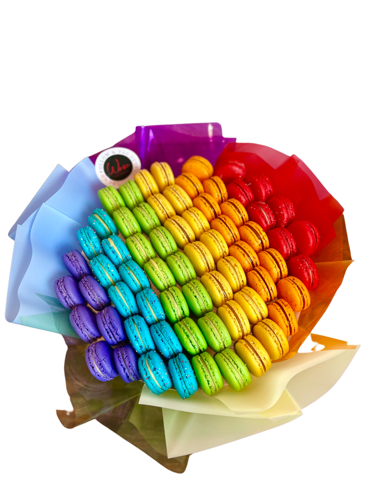Rainbow Macarons - Wow Bouquet - Food & Floral Bouquets delivered the ...
